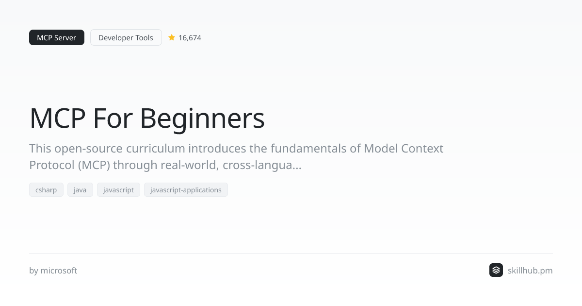 MCP For Beginners — MCP Server